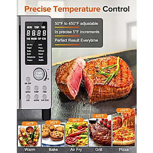 Nuwave Bravo Pro Smart 21QT Toaster Oven Air Fryer Combo, Convection Oven Countertop, 12 functions all in 1, with even & quick crisp technology, 50-450°F, 1800W, Stainless Steel