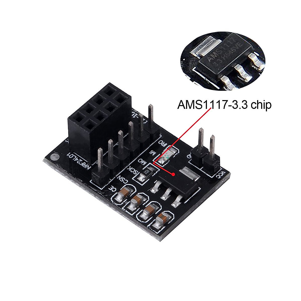 MakerFocus 3pcs NRF24L01+PA+LNA Wireless Transceiver RF Transceiver Module 2.4G 1100m with Antenna and 3pcs NRF24L01+ Breakout Adapter with 3.3V Regulator on-Board for Ar duino