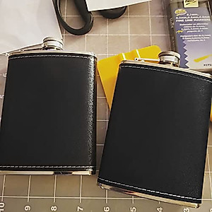 Suwimut 4 Pack Hip Flask for Liquor for Men, 8 oz Stainless Steel Leakproof Pocket Hip Flask with Black Leather Cover and Funnel for Drinking of Alcohol, Whiskey, Rum and Vodka, Gift for Men