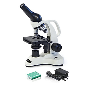 Parco Scientific 3050-100-RC Monocular Compound Microscope, 10x WF Eyepiece, 40x—1000x Magnification, LED Illumination, Coaxial Coarse & Fine Focus, Mechanical Stage, Rechargeable Battery