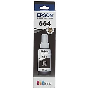 EPSON T664 EcoTank -Ink Ultra-high Capacity Bottle Black (T664120-S) for Select Epson EcoTank Printers