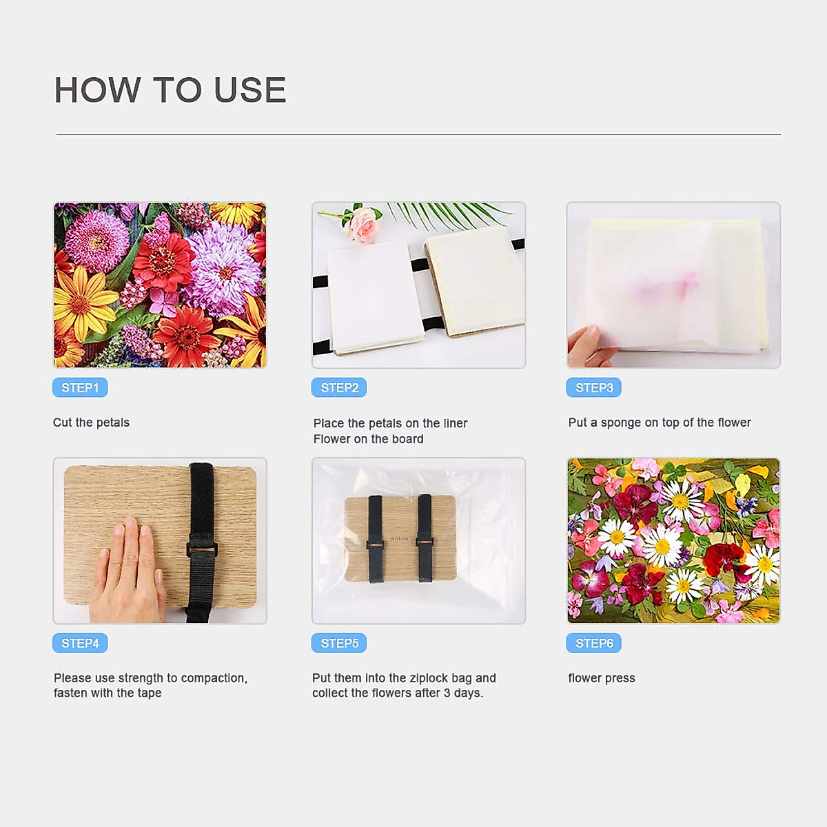 Auihiay Flower Press Kit, 5 Layers 6 x 8 inch Leaf Press Set for DIY Dried Pressed Flowers Leaves DIY Resin Jewelry Pendant Crafts (Brown)