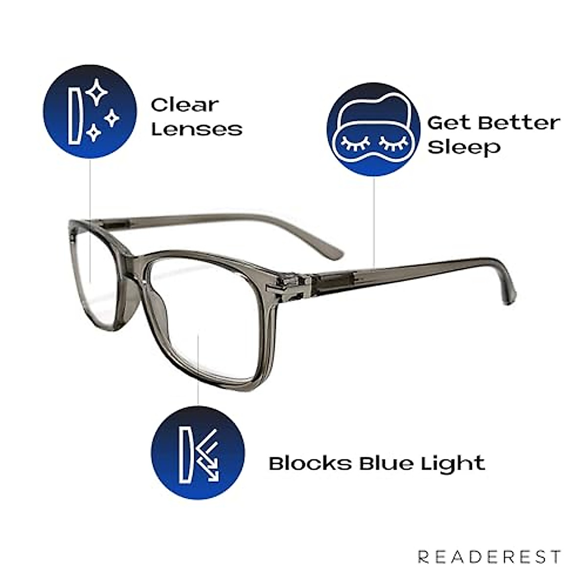 Readerest Blue Light Blocking Reading Glasses (Grey, 1.00 Magnification) Computer Eyeglasses With Thin Reflective Lens, Antiglare, Eye Strain, UV Protection, Stylish For Men And Women