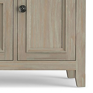 SIMPLIHOME Amherst SOLID WOOD 72 Inch Wide Transitional TV Media Stand in Distressed Grey for TVs up to 80 Inch, For the Living Room and Entertainment Center