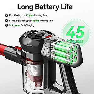 INSE Cordless Vacuum Cleaner, 6 in1 Battery Vacuum Cleaner Rechargeable, Powerful Stick Vacuum 2200m-Ah Up to 45 Mins Runtime, Lightweight Handheld Vacuum Cleaner for Hard Floor Carpet Pet Hair