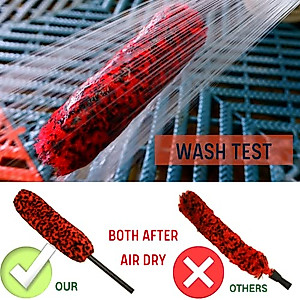 Professional 4 Pack Long Handle Wheel Brush Kit for Cleaning Wheel and Tire- 2X Soft Wheel Woolies Cleaning Brush, Detailing Brush and Stiff Tire Brush, Bendable& Durable Wheel Rim Cleaner Brush Set