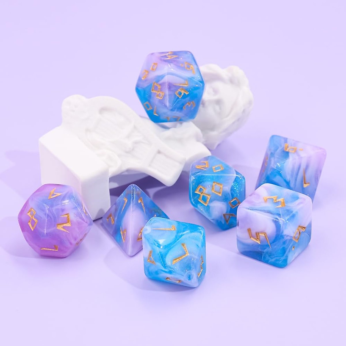 DND Dice Set Gold Yellow Dice Fit Dungeons and Dragons D&D RPG Role Playing Game MTG Pathfinder Polyhedral 7 Dice Set