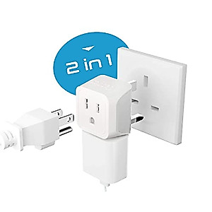 Ceptics UK Travel Plug Adapter, 2 in 1 Type G Adapter, US to UK Adapter, Ireland, Dubai Travel Adapter with Dual USA Inputs, CE, RoHS - HK Outlet Adapter, 3 Pack