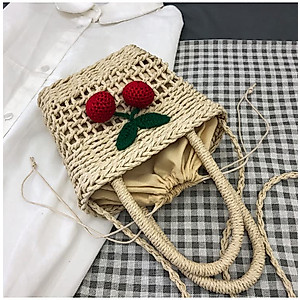 Straw Bags for Women Summer Beach Bag Handwoven Tote Bag Crossbody Bag Boho Style Clutch Purse for Travel Daily Use-White