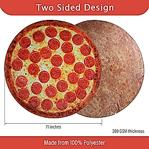 Pizza Blanket Pepperoni Fleece Large 71" Thick 300 GSM Extra Soft 2 Design Double Print with Crust Calzone Adult and Children Throw Blanket Bedroom Blanket
