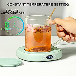 DUHEL Smart Coffee Mug Warmer for Drinks and Food,Candle Warmer Plate,Large Panel Heating Diameter Up to 130mm.Can be Used to Warmer Coffee,Milk,Tea,Cake,Egg Tarts,Candle Etc.(Green)