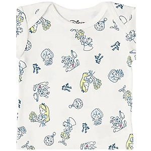 Amazon Essentials Disney | Marvel | Star Wars | Princess Baby Girls' Long-Sleeve Bodysuits, Pack of 5, Alice Tea Party, 24 Months