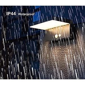 DAWALIGHT Solar Outdoor Wall Light, Motion Sensor with 3 Lighting Modes 3000K ip44 Waterproof, Solar Light Patio Porch Decoration Aluminum Black