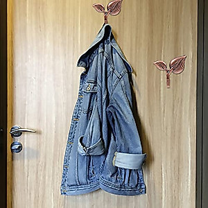 MAGICLULU 4pcs Metal Leaf Shaped Single Wall Hooks Vintage Iron Coat Hooks Rustic Wall- Mounted Coat Hangers for Home Scarf Bag Towel Key Cap Hat Copper