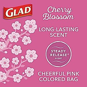 Glad OdorShield Small Drawstring Trash Bags, 4 Gallon Trash Bag, Febreze Cherry Blossom, 34 Count (Package May Vary)