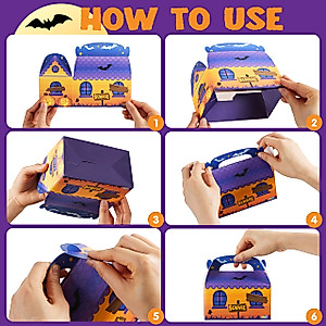 JOYIN 24 PCs 3D Halloween House Cardboard Treat Boxes (6"x6"x3.5") Trick or Treat Candy Boxes Cookies Goodie Bags for Halloween Party Favor Supplies