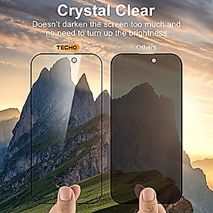 TECHO Privacy Screen Protector Compatible with iPhone 14 Pro Tempered Glass Film (Edge to Edge Full Coverage) (Anti Spy Private) (9H Hardness) (2 PACK) (6.1 inch)