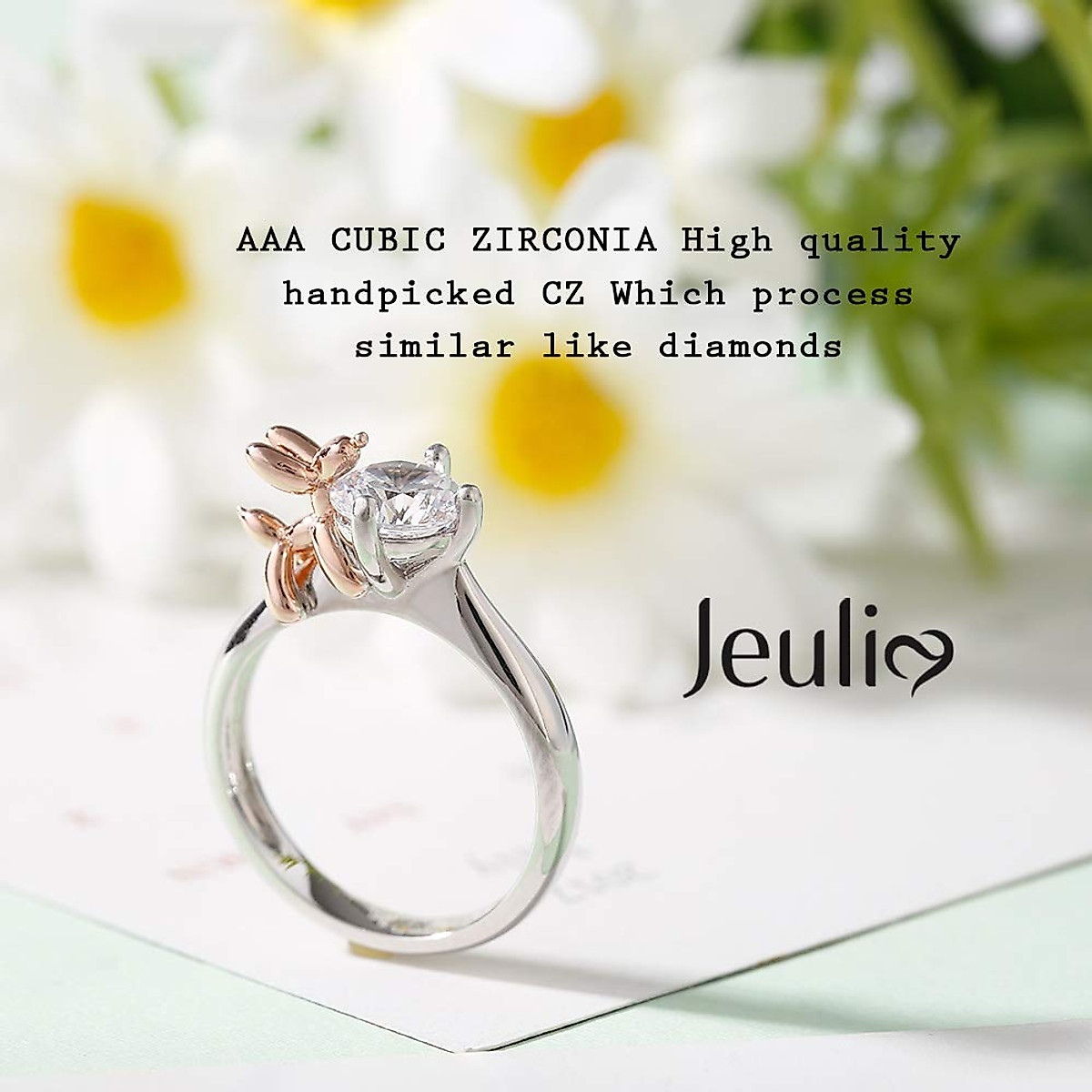 Jeulia Round Cut Silver Ring: Sterling Balloon Shape Dog Fashion Anniversary Promise Engagement Wedding Ring Set for Her with Gift Jewelry Box