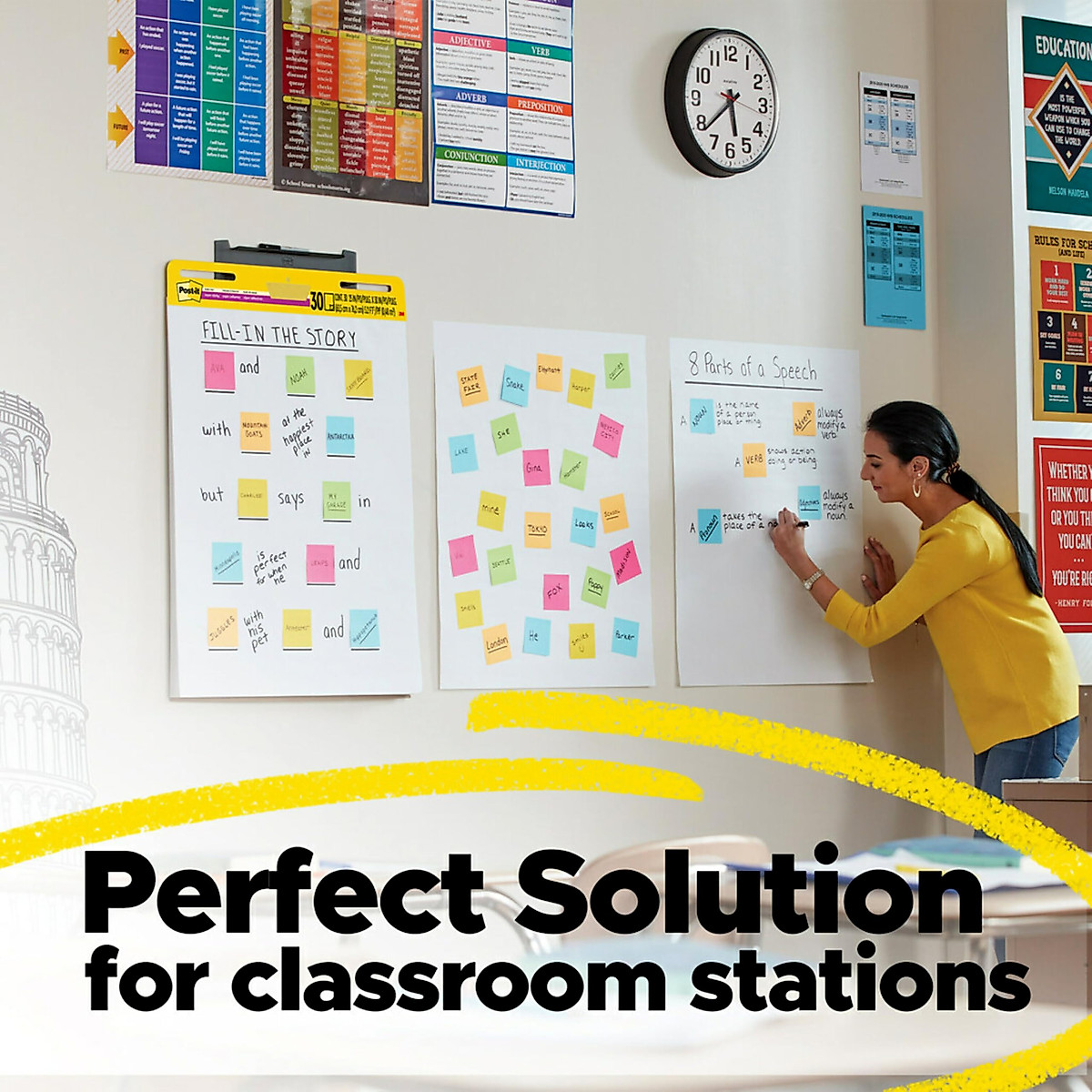 Post-it Super Sticky Easel Pad, Great for Virtual Teachers and Students, 25 x 30 Inches, 30 Sheets/Pad, 2 Pads, Lined Premium Self Stick Flip Chart Paper, Teacher Anchor Chart (561WL) (561WL VAD 2PK)