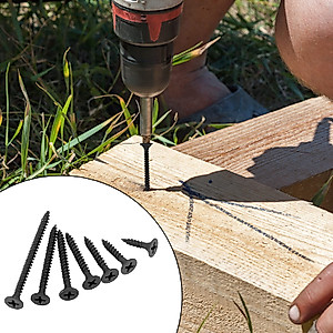 YOUYIDUN - 220 Pieces Black Wood Screws Assortment Kit, Phillips Drive Truss Head Flat Head Self-Tapping Screws, Carbon Steel Screws for Wood, M3.5 x (16/20/25/30/35/40/50) mm