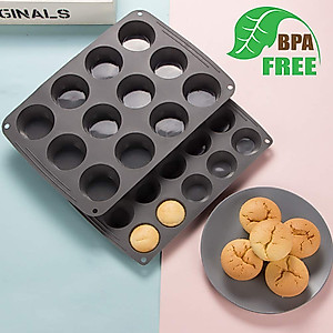 Webake Silicone Cake Mold Set of 2 For Mini Muffin Standard Size Muffin for Peanut Butter Fat Bomb Egg Bites Cupcake Pan