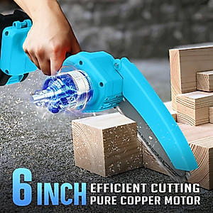 Mini Chainsaw 6-Inch Battery Powered - Best Cordless Small Handheld Chain Saw with 2 Rechargeable Batteries - 21V Power Chain Saws Battery Operated for Tree Trimming Wood Cutting