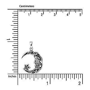 WithLoveSilver 925 Sterling Silver Charm Celtic Star Crescent Moon Pendant