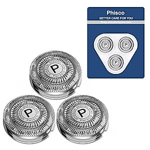Phisco 203D-6A Replacement Shaver Heads (3-Pack) - ValueDuo Upgrade for RMS8112 Series | Waterproof Universal Fit Electric Razor Heads | Enhance Your Grooming Routine