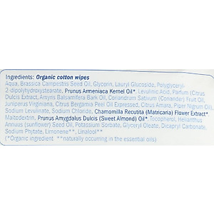 Natracare Organic Cotton Baby Wipes With Essential Oils of Chamomile, Apricot and Sweet Almond Oil (1 Pack, 50 Wipes Total)