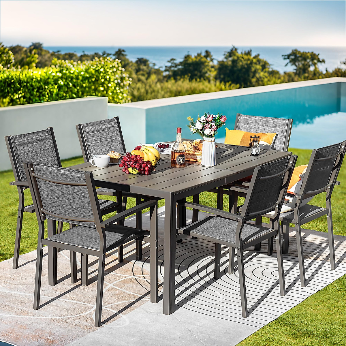 GUNJI Dining Chairs Set of 6 Modern Metal Dining Room Chairs Stackable Kitchen Chairs with Back (Gray)