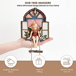 Bits and Pieces - Fairy Tree Hanger with Ladder - Yard Decorations - Whimsical Fairy Sculpture - Indoor/Outdoor Decoration - Garden Decor