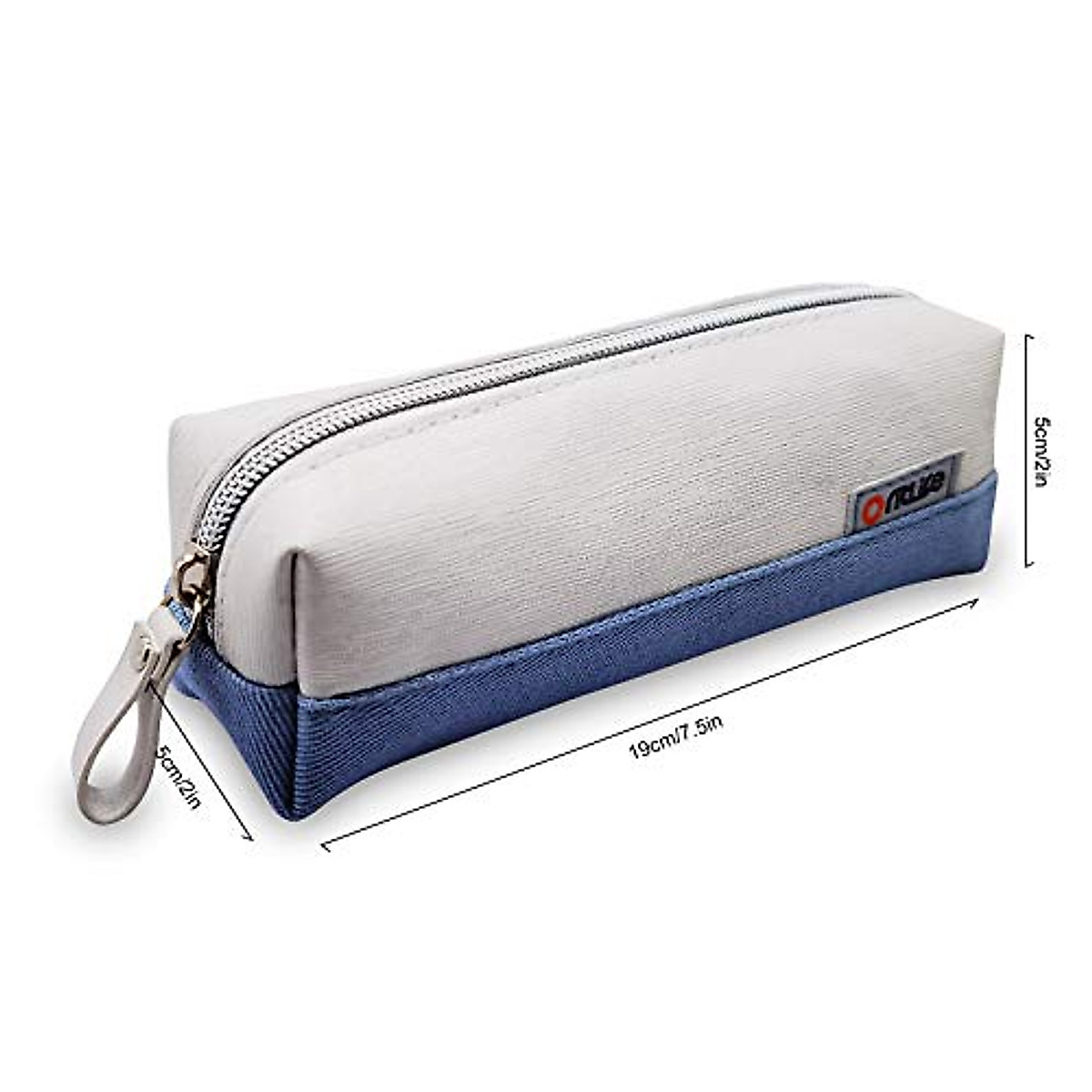 Oritlife Upgraded Wide-Open Stationery Pencil Case with Premium PU and Cotton, Pen Pencil Pouch with Silver Zipper for School College & Office (Blue)