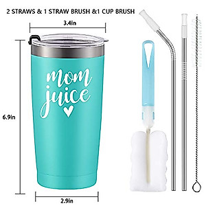 GINGPROUS Mom Gifts, Mom Juice Travel Tumbler with Lids, Birthday Christmas Gifts for Mom New Mom Mothers to be Wife Women Mother's Day, 20 Oz Double Vacuum Insulated Stainless Steel Tumbler, Mint