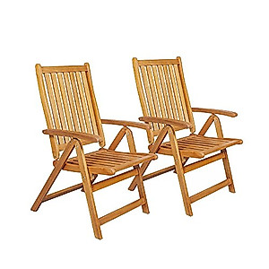 Northlight Set of 2 Brown Acacia Folding Chairs Outdoor Patio Furniture 42"