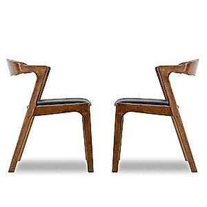 Allora Mid Century Faux Leather Leather Dining Chair in Black (Set of 2)