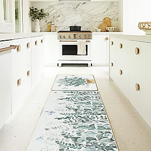 Artoid Mode Eucalyptus Vase Butterfly Summer Kitchen Mats Set of 2, Spring Home Decor Low-Profile Kitchen Rugs for Floor - 17x29 and 17x47 Inch