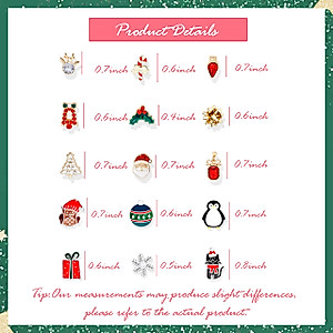 Long tiantian 15 Pairs Christmas Stud Earrings Christmas Earrings for Women Christmas Candy Tree Bow Santa Claus Stud Earrings Xams Earrings Christmas Jewelry Gift