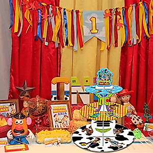 Gkszajo Cartoon Story Cupcake Stand-Toy Theme Birthday Decoration Baby Shower Party Supplies 3 Tier Cardboard