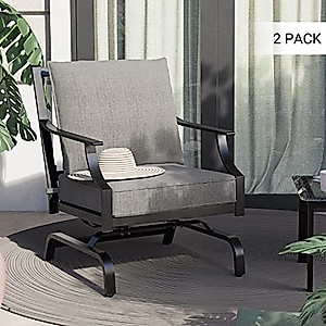 Grand patio 2 PCS Patio Furniture Sets Patio Chair Set Metal K/D Chat Set with Grey Cushions,Matched with Different Types of Tables