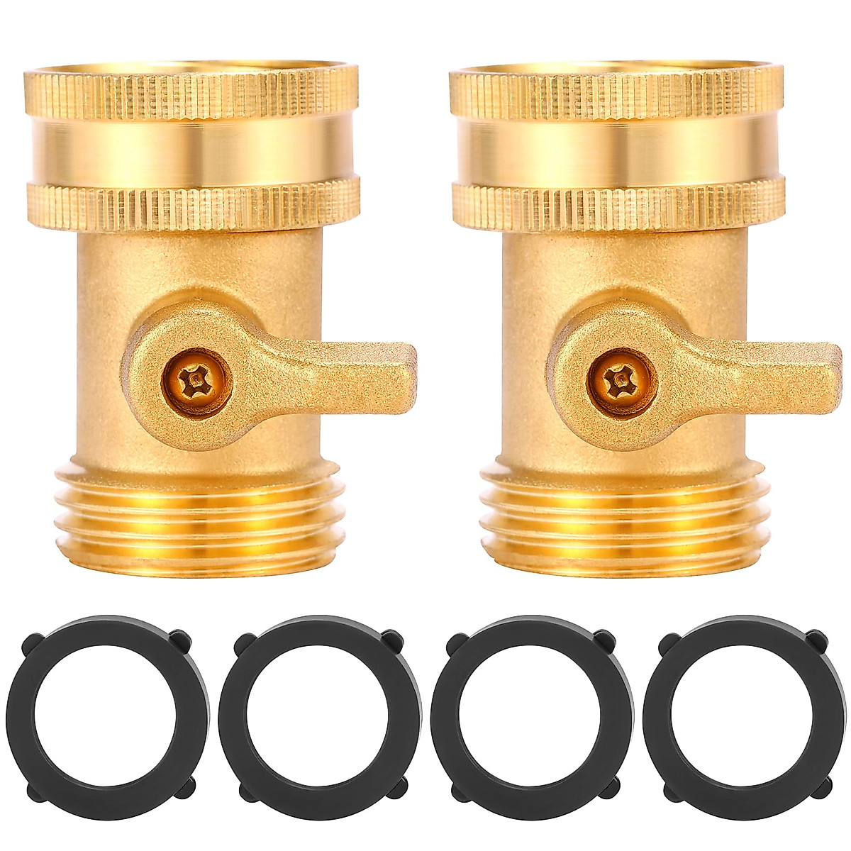 Sanpaint Water Hose Shut Off Valve, 2 Pack Heavy Duty 3/4 Inch Solid Brass Garden Hose Connector