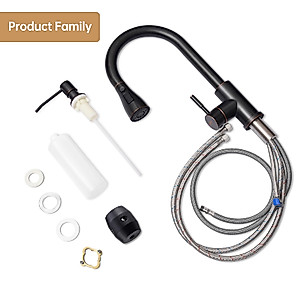 APPASO Oil Rubbed Bronze Kitchen Faucet, Stainless Steel Kitchen Faucet with Soap Dispenser and Pull Down Sprayer, High Arch Faucet Kitchen Bronze for 1 or 2 Hole Sink Without Deck Plate