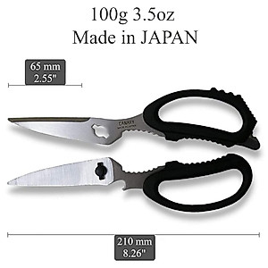 CANARY Japanese Kitchen Shears Heavy Duty, Made in JAPAN, Dishwasher Safe Come Apart Blade, Multipurpose Kitchen Scissors, Sharp Serrated Japanese Stainless Steel, Black