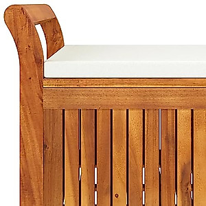 MINERWALL Patio Storage Bench with Cushion 35.8" Solid Wood Acacia,Multifunctional Acacia Wood Garden Storage Bench with Seat Cushion for Outdoor Use Patio Furniture