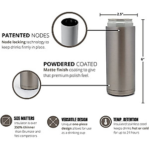 Snute 2-in-1 Slim Can Cooler & Tumbler | Insulated Stainless Steel for Hard Seltzer, Beer, Soda and Energy Drinks | 12oz Skinny Can Coozie (Naked)
