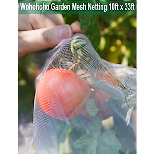Garden Insect Mesh Netting 10ft x 32ft (3m x 10m), Wohohoho 1mm Ultra Fine Mosquito Netting Bug Netting Bird Netting Insect Barrier, 60 Mesh per Inch Plant Cover for Gardening Vegetables Fruit Tree