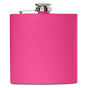 6 oz Stainless Steel Hip Flask with Funnel for Men & Women, Powder Coated Flask Gift Sets for Groomsmen, Bridesmaids, Wedding Party Whiskey Flask for Liquor, by Clear Water Home Goods, Matte Pink
