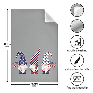 American Gnomes Flag Dish Towel Cloth Memorial Independence Day 4th of July Kitchen Hand Towels 18x28 IN Super Absorbent Lint Free Cleaning Cloths Tea Bar Soft Towel Set of 1 Grey