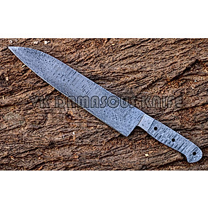 Forged Damascus Steel Chef Knife Blank Blade for Knife Making Diy Japanese Professional Kitchen Knives Blanks 15.00 Inches Jnr2031