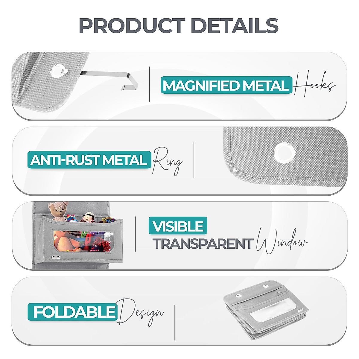 Utopia Home Hanging Closet Organizer, Over The Door Storage with Compartments, Over The Door Pantry Organizer, Hanging Organizers for Sweaters (5 Pockets, Grey)