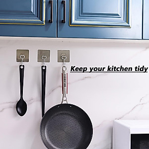 MCZTO Wall Hooks 22lb(Max) Large Adhesive Hooks 20 Packs, Transparent Reusable Seamless Hooks, Waterproof and Oilproof, Bathroom Kitchen Heavy Duty Self Adhesive Hooks (Gold, 20 Packs)